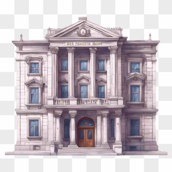 Download Grand Bank Building with Classic Architectural Design Cartoons ...