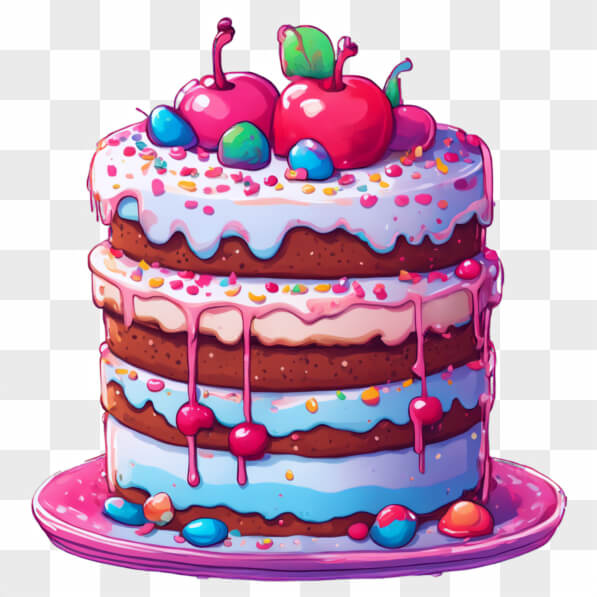 Download Colorful Layered Cake with Cherries and Candies Cartoons ...