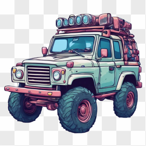 Download Vintage Off-Road Vehicle Cartoons Online - Creative Fabrica