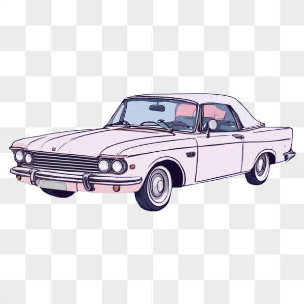 Download Vintage Pink Convertible Car Cartoons Online - Creative Fabrica