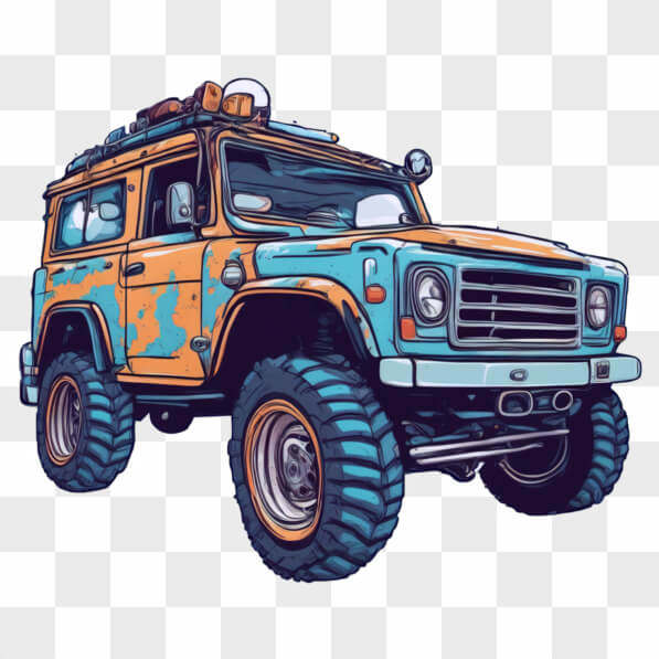 Download Vintage Off-Road Vehicle in Orange and Blue Cartoons Online ...