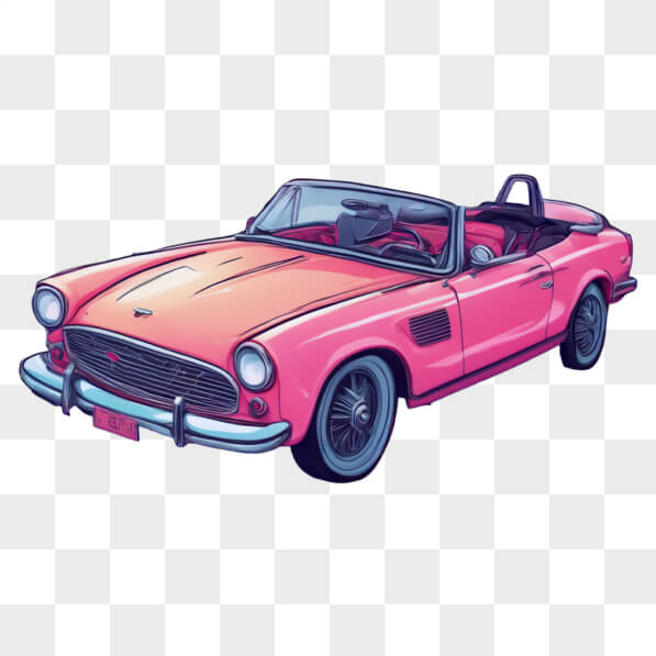 Download Vintage Pink Convertible Car Cartoons Online - Creative Fabrica