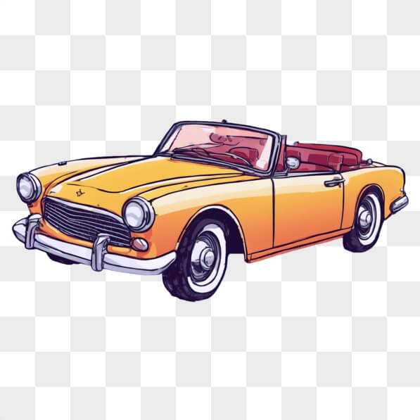 Download Vibrant Yellow Convertible Car Cartoons Online - Creative Fabrica