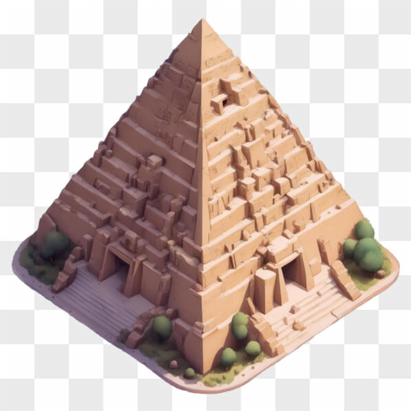 Download Stylized Pyramid with Entrances and Green Bushes Cartoons ...
