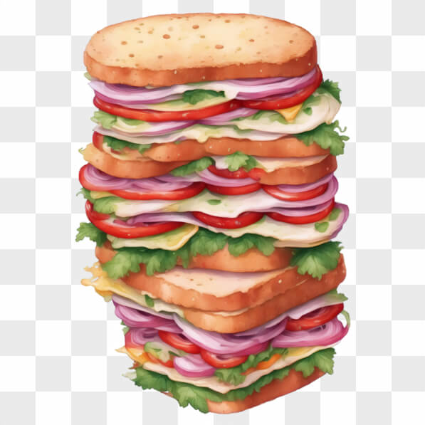 Download Tall Stack of Delicious Sandwich Cartoons Online - Creative ...