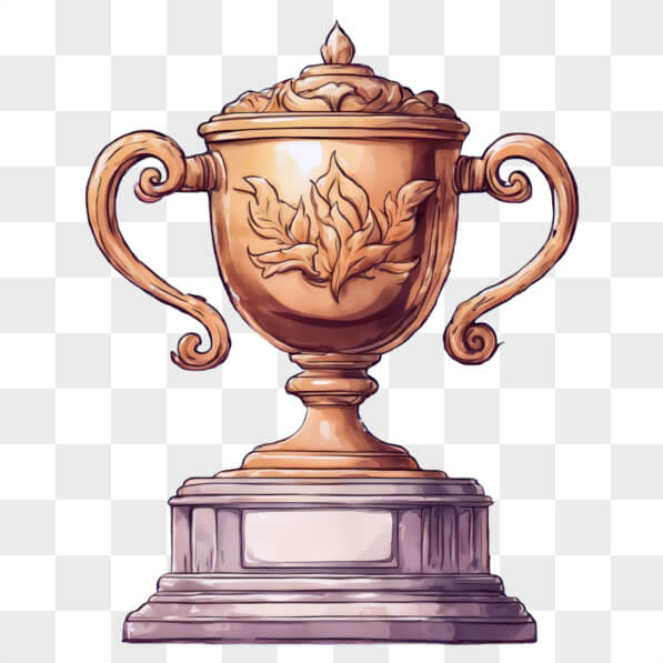 Download Elegant Trophy with Leaf Motif Cartoons Online - Creative Fabrica
