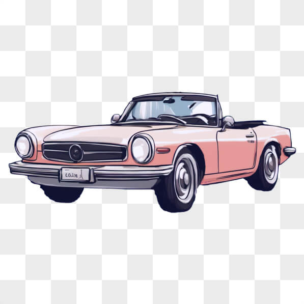 Download Vintage Pink Convertible Car Cartoons Online - Creative Fabrica