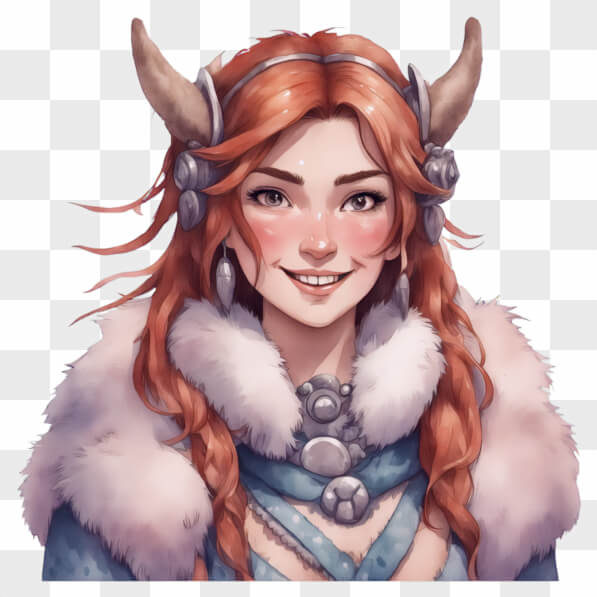 Descarga Personaje de fantasía alegre con cabello rojo y cuernos ...