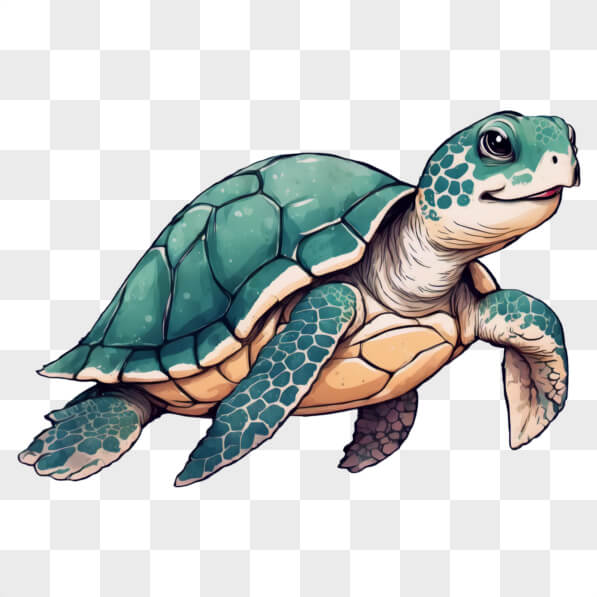 Descarga Tortuga Ilustrada con Caparazón Verde Azulado Cartoons En ...