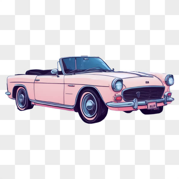 Download Vintage Pink Convertible Car Cartoons Online - Creative Fabrica