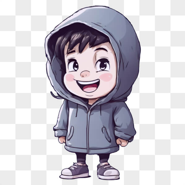 Download Cheerful Animated Boy in Gray Hoodie Cartoons Online ...
