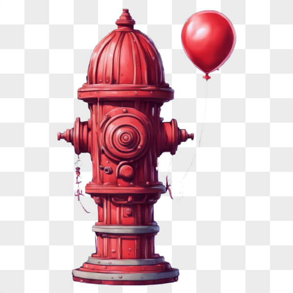 Download Red Fire Hydrant with Balloon Cartoons Online - Creative Fabrica