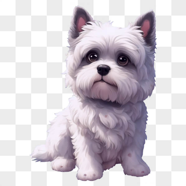 Descarga Perro Blanco Bonito Sentado Cartoons En Línea - Creative Fabrica