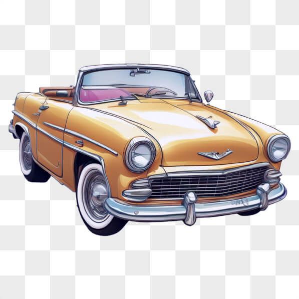 Download Vintage Yellow Convertible Car Cartoons Online - Creative Fabrica