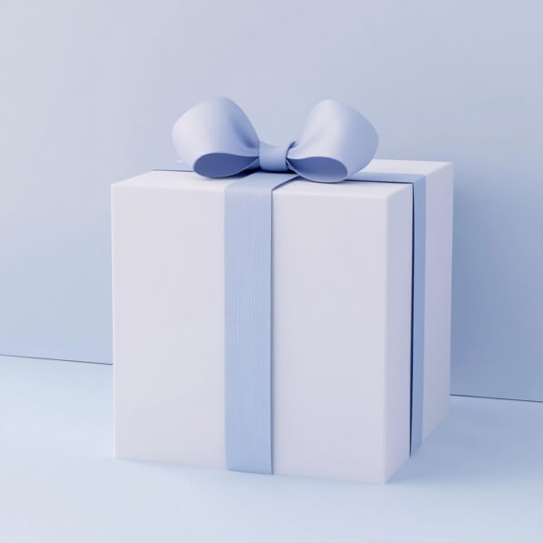 Download Elegant White Gift Box with Blue Ribbon Mockups Online ...