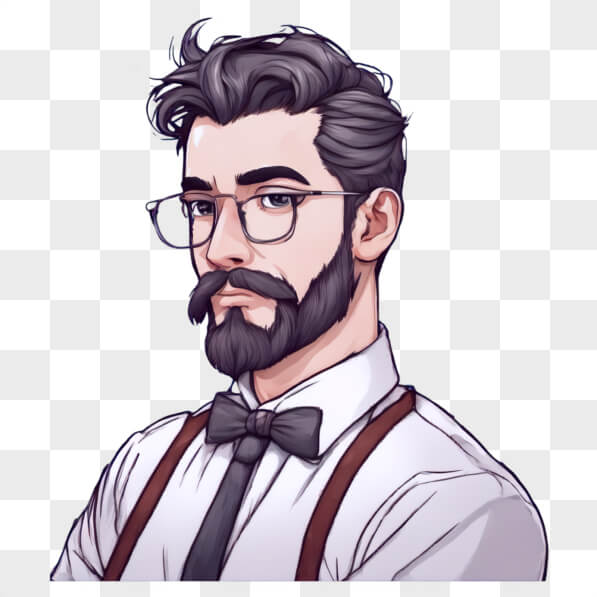 Download Stylized Portrait of a Bearded Man in Formal Attire Cartoons ...