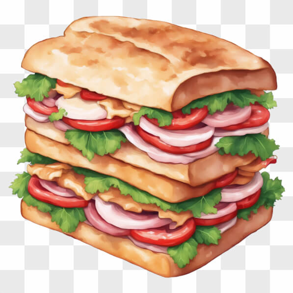 Download Hearty Stacked Sandwich with Fresh Ingredients Cartoons Online ...