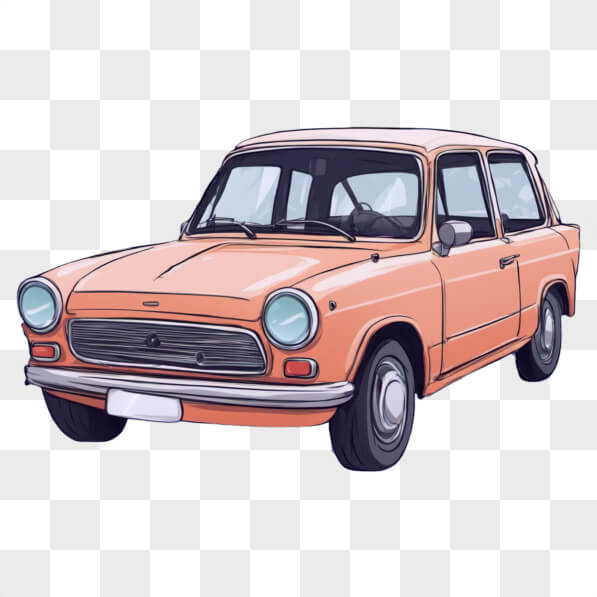 Download Vintage Orange Car Cartoons Online - Creative Fabrica