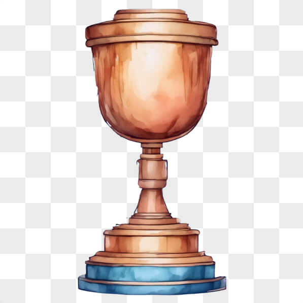 Download Bronze Trophy on Blue Base Cartoons Online - Creative Fabrica
