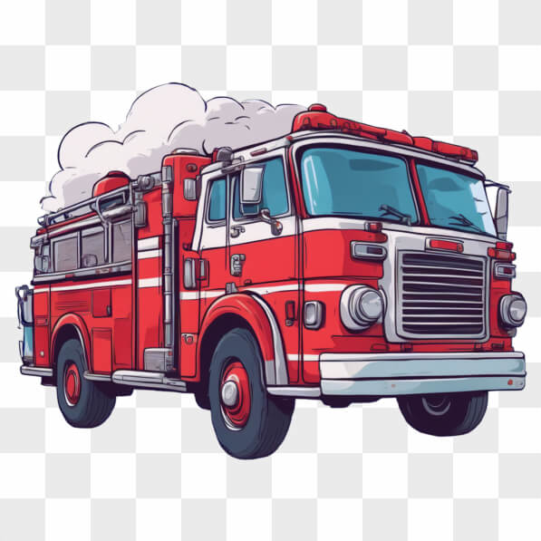Download Red Fire Truck Ready for Action Cartoons Online - Creative Fabrica