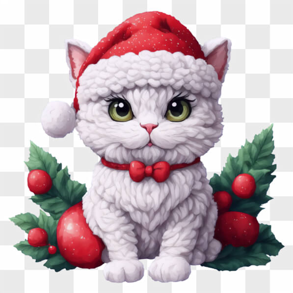 Download Festive Cat in Santa Hat Cartoons Online - Creative Fabrica