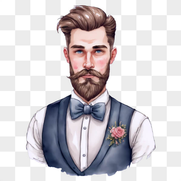 Download Stylish Man in Formal Attire with Rose Cartoons Online ...