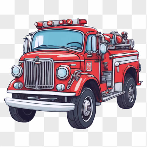 Download Vintage Fire Truck in Cartoon Style Cartoons Online - Creative ...