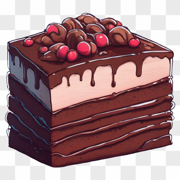 Download Chocolate Layer Cake with Toppings Cartoons Online - Creative ...