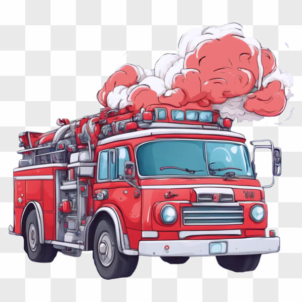 Download Cartoon Fire Truck with Smoke Cartoons Online - Creative Fabrica