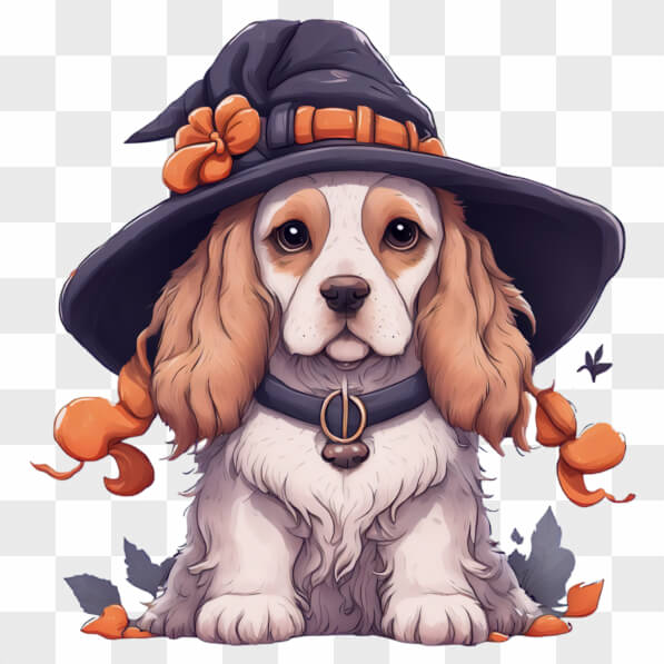 Download Cartoon Dog in Witch Hat Cartoons Online - Creative Fabrica