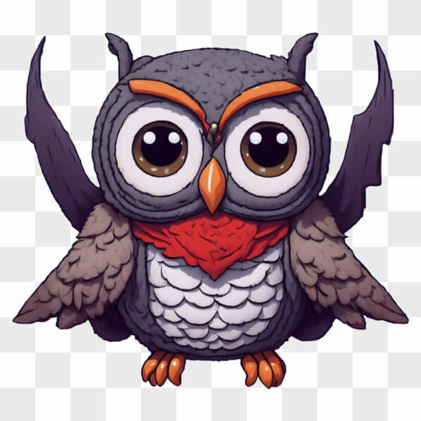 Download Cartoon Owl with Red Scarf Cartoons Online - Creative Fabrica