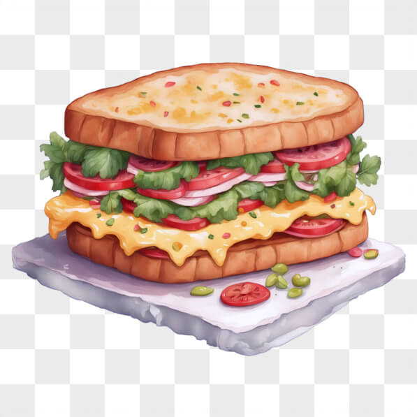Download Delicious stacked sandwich with fresh ingredients Cartoons ...