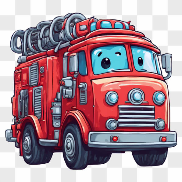 Download Cartoon Fire Truck with Expressive Eyes Cartoons Online ...