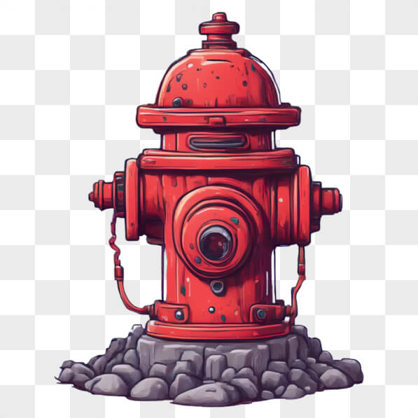 Download Red Fire Hydrant on Rocks Cartoons Online - Creative Fabrica