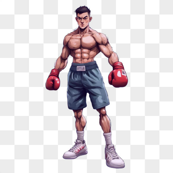 Download Muscular Boxer in Fighting Pose Cartoons Online - Creative Fabrica