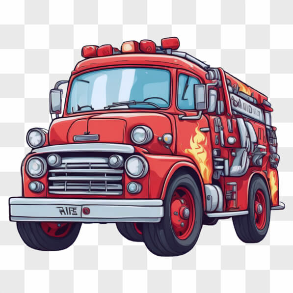 Download Vintage Fire Truck Illustration Cartoons Online - Creative Fabrica