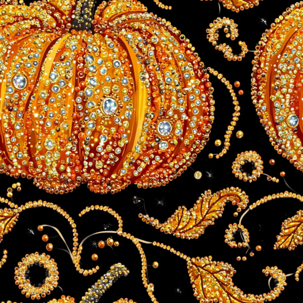 Download Glamorous Pumpkin Design with Gems on Black Background ...
