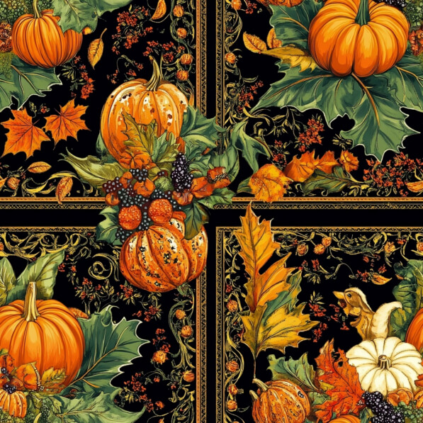 Download Autumn Harvest Pattern with Pumpkins and Leaves Patterns ...