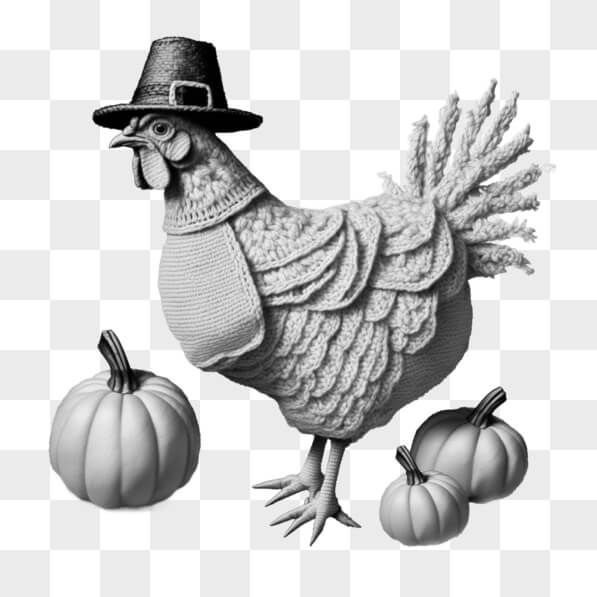 Download Whimsical Knitted Chicken with Pumpkins Sketches Online ...