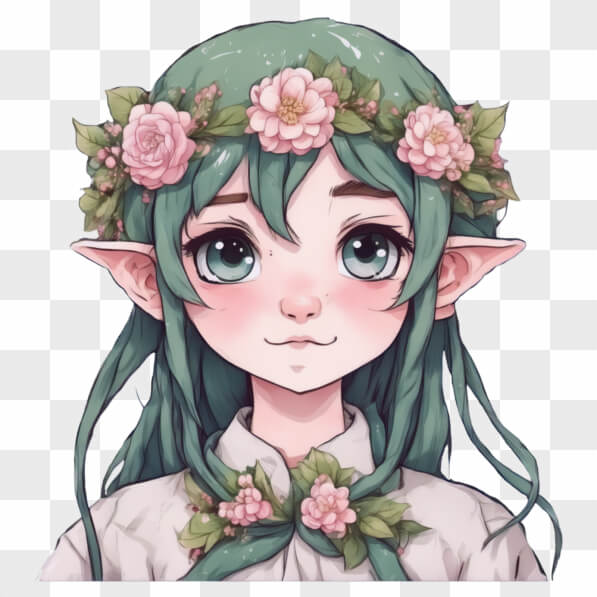Download Whimsical Fantasy Character with Floral Crown Cartoons Online ...