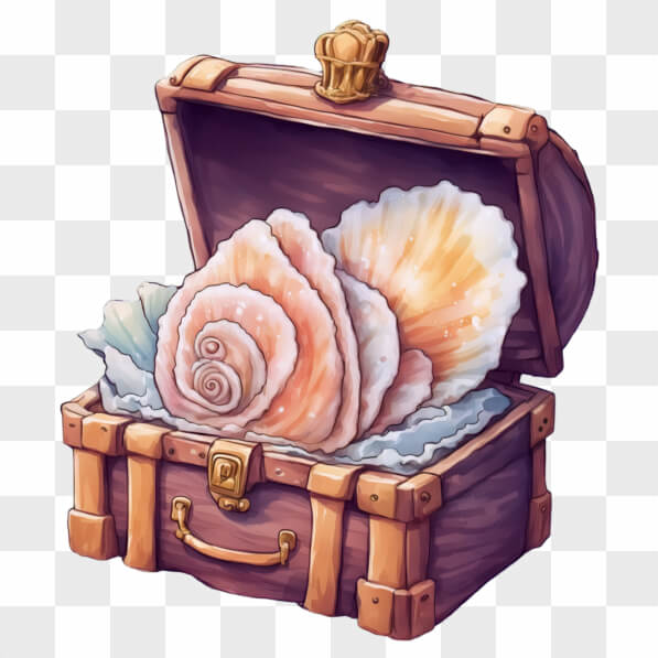 Download Treasure Chest with Sea Shell Cartoons Online - Creative Fabrica