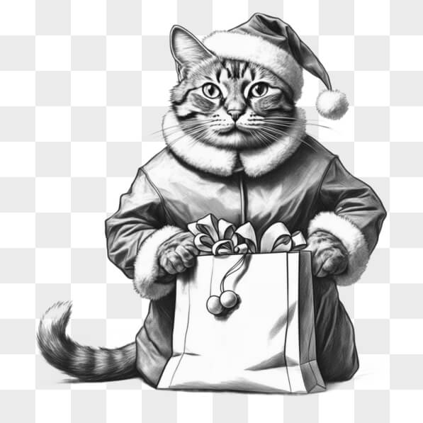 Descarga Gato Santa con bolsa de regalos Bocetos En Línea - Creative ...