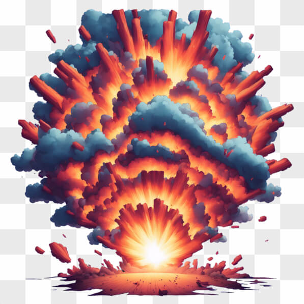 Download Vibrant Explosion with Bright Flames and Blue Clouds Cartoons ...