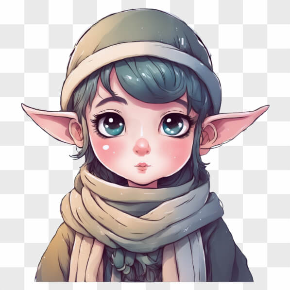 Download Fantasy Elf Character with Expressive Eyes and Scarf Cartoons ...