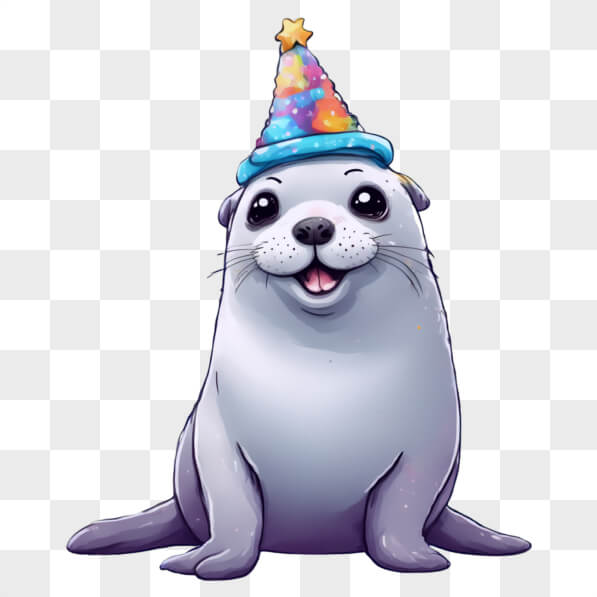 Descarga Feliz foca de dibujos animados con un sombrero de fiesta ...