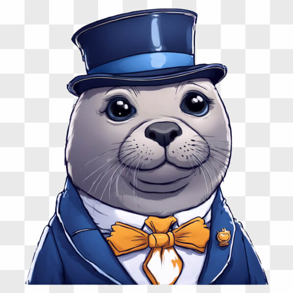 Descarga Foca Elegante en Traje Formal Cartoons En Línea - Creative Fabrica