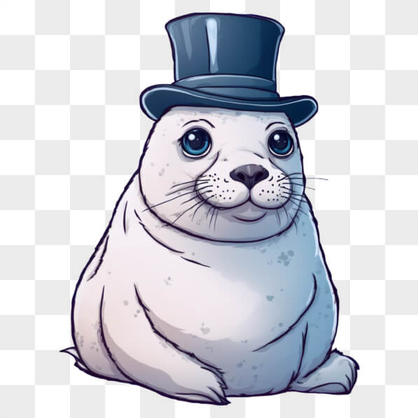 Download Cute Cartoon Seal in a Top Hat Cartoons Online - Creative Fabrica