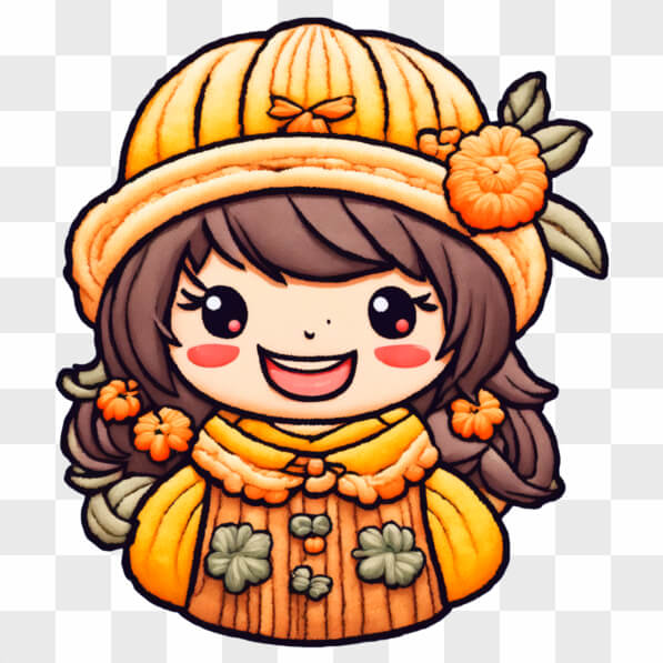 Download Kawaii Character in Orange Outfit with Cheerful Smile Kawaii ...