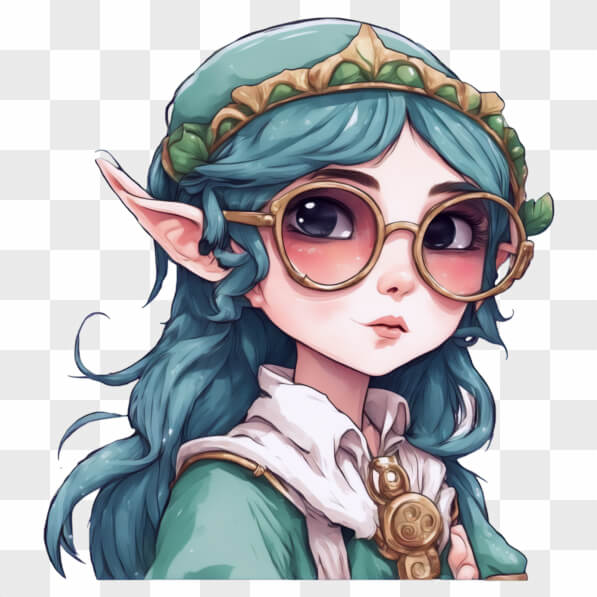 Descarga Personaje de fantasía con cabello azul aqua y gafas Cartoons ...