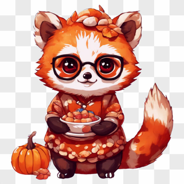 Download Kawaii Red Panda Holding Candy Kawaii Online - Creative Fabrica